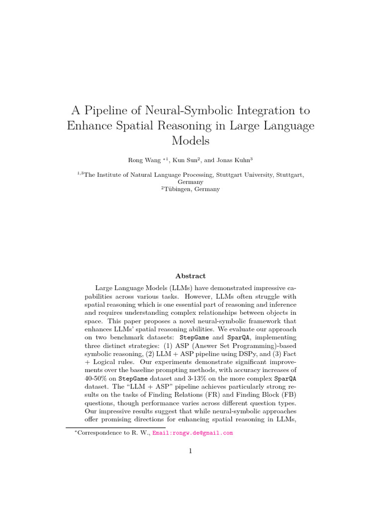 A Pipeline of Neural-Symbolic Integration To Enhance Spatial Reasoning in Large Language Models ...