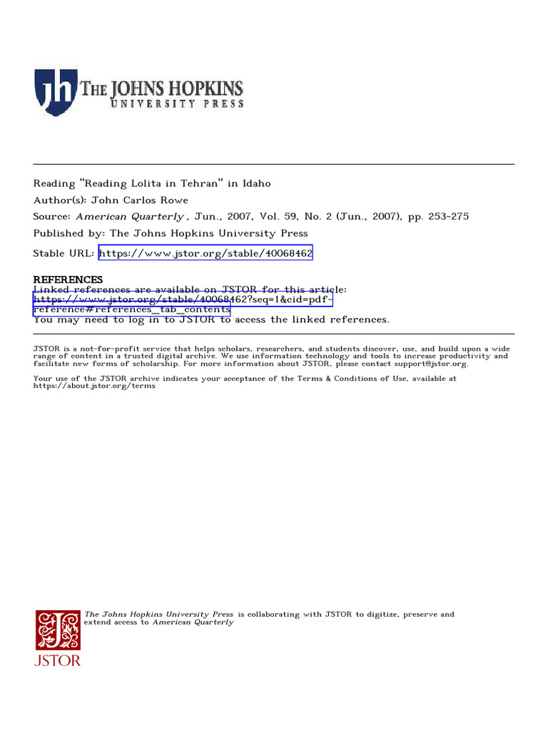 Rowe ReadingReadingLolita 2007 | PDF | The Great Gatsby | Feminism