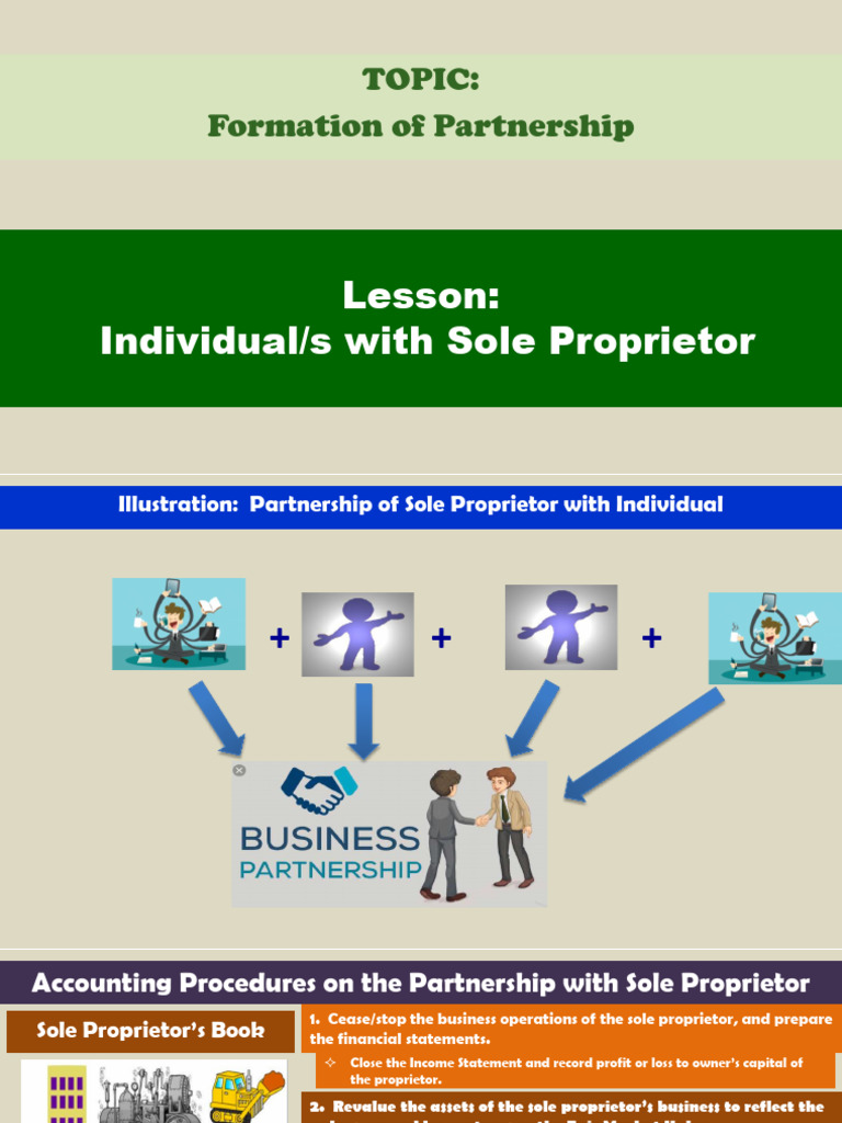 Partnership Formation with Sole Proprietor | PDF | Debits And Credits ...