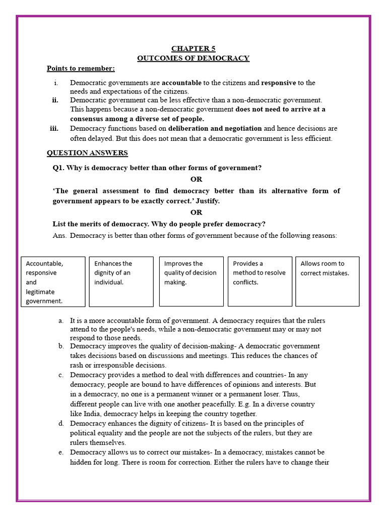 Outcomes of Democracy | PDF | Democracy | Political Ideologies