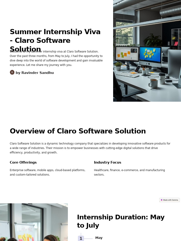 Summer Internship Viva Claro Software Solution | PDF | Software | Reliability Engineering