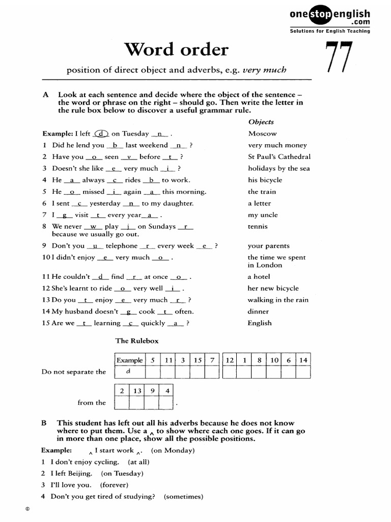 Word Order | PDF
