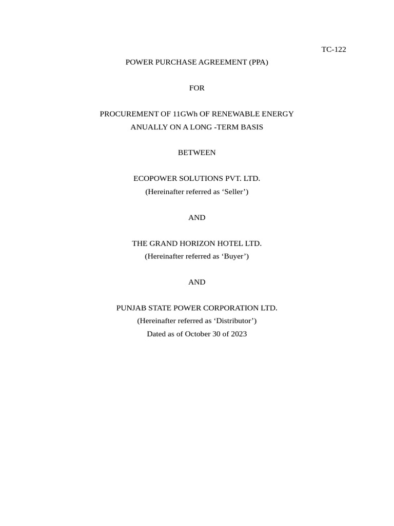 Power Purchase Agreement2-2 | PDF | Private Law