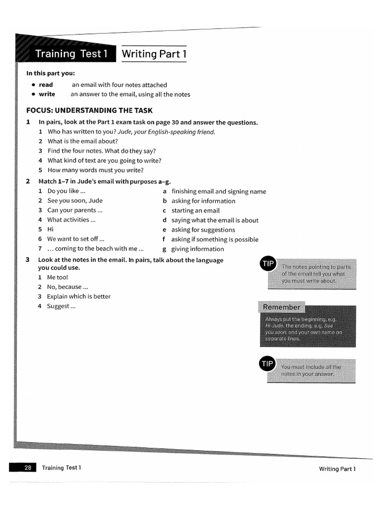 Traning Test 1 - Writing | PDF