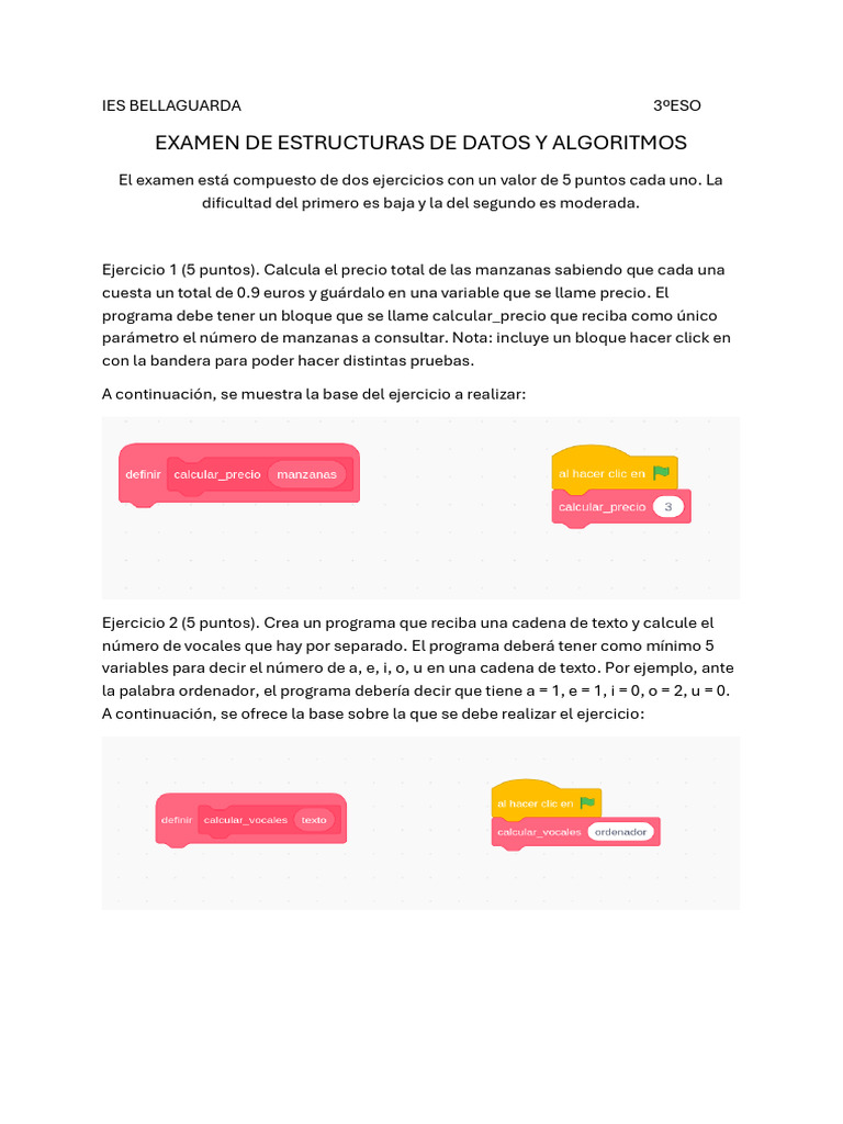 Examen de Estructuras de Datos y Algoritmos | PDF