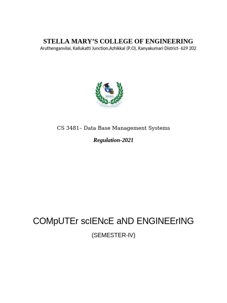 DBMS Lab Manual-2021 REG FINAL | PDF | Sql | Software Design
