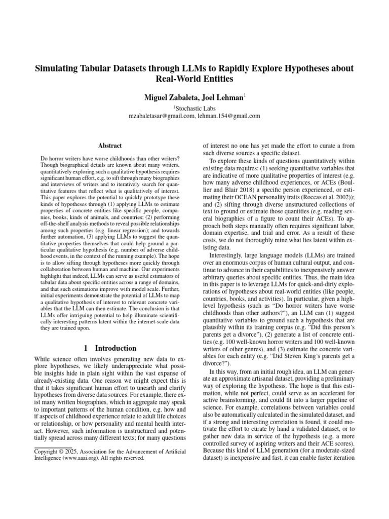 Simulating Tabular Datasets Through LLMs To Rapidly Explore Hypotheses ...