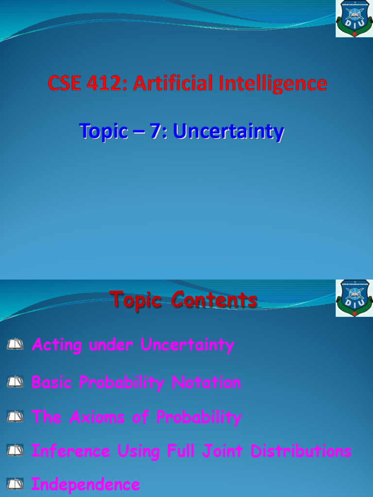 Topic - 8 (Uncertainty) | PDF | Theory | Probability