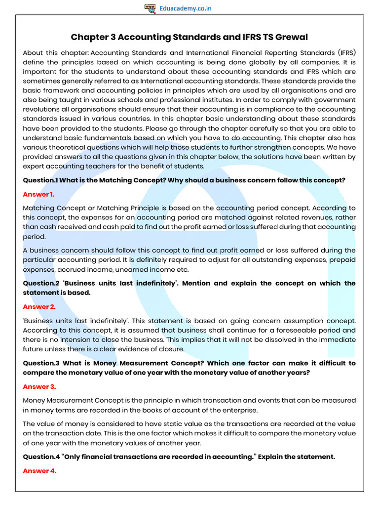 Chapter 3 Accounting Standards and IFRS TS Grewal | PDF | Debits And ...