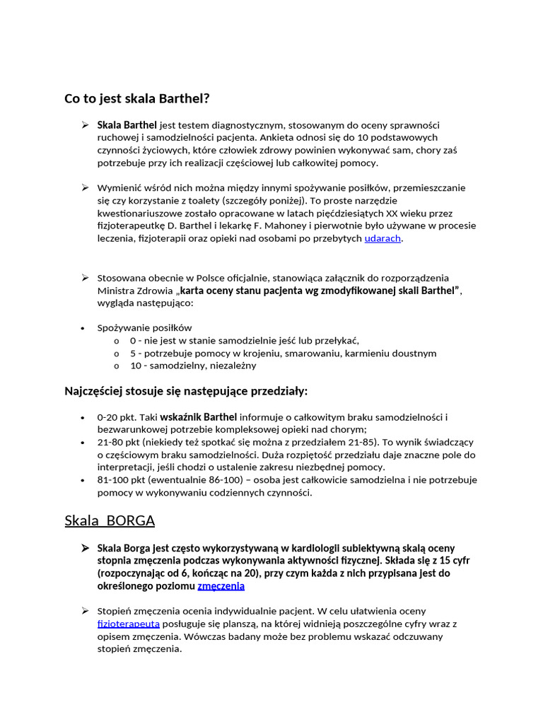 Co To Jest Skala Barthel | PDF