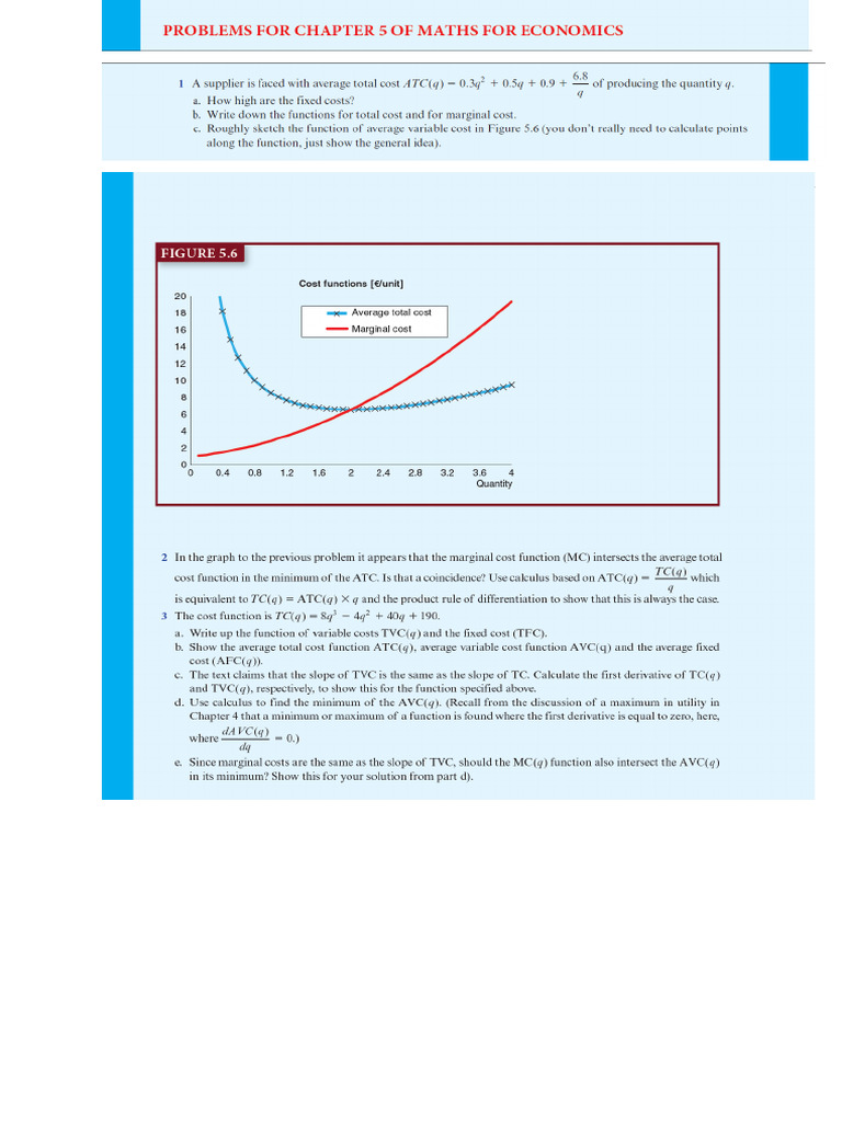 ch05 Problems For Maths For Economics | PDF