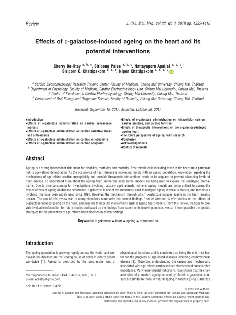 Effects of D-galactose-Induced Ageing On The Heart and Its Potential ...