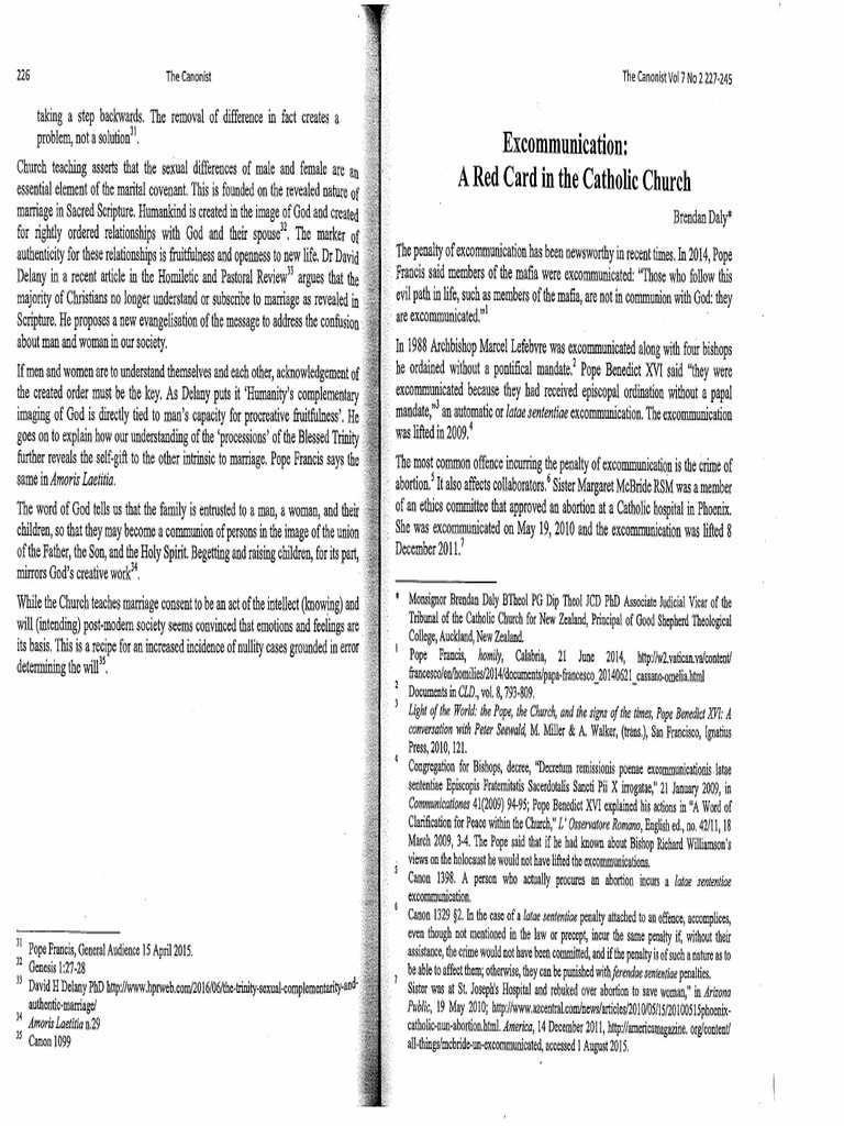 Daly Excommunication Red Card | PDF