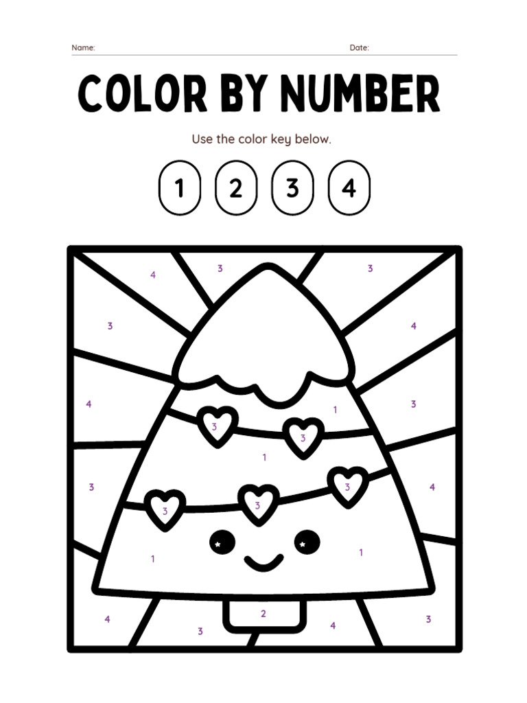 Color by Number Christmas Worksheet in Colorful Illustrative Style | PDF