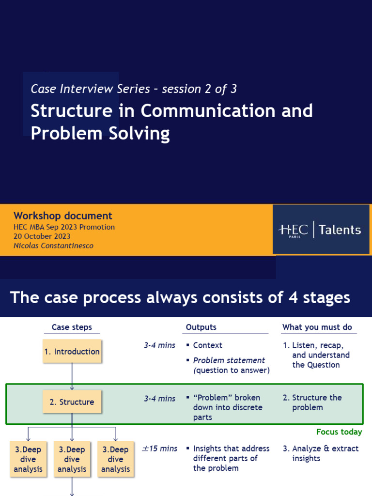 Structuring Case Interviews with Nicolas | PDF | Marketing | Motivation