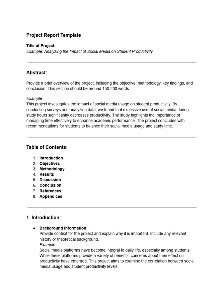 Project Report Template | PDF | Social Media | Popular Culture & Media Studies
