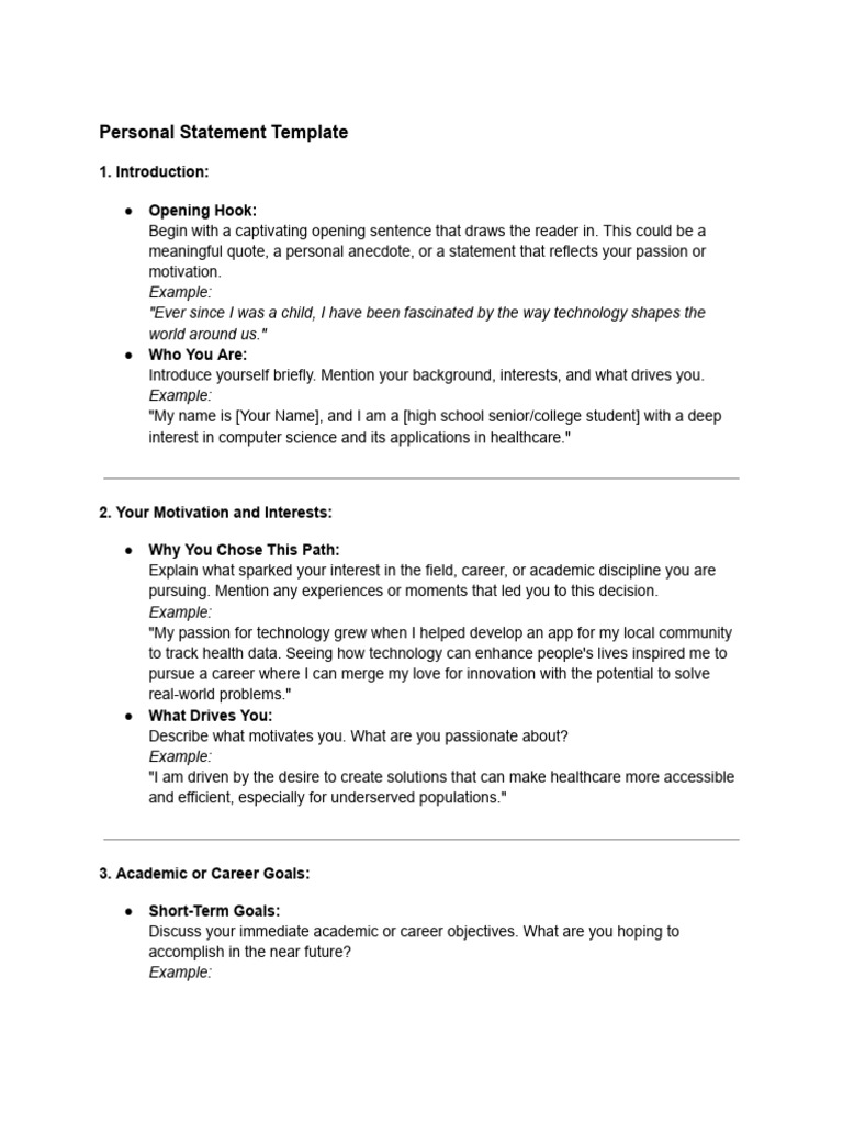 Personal Statement Template | PDF | Artificial Intelligence ...