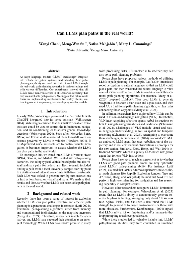 Can LLMs Plan Paths in The Real World? | PDF | Artificial Intelligence ...