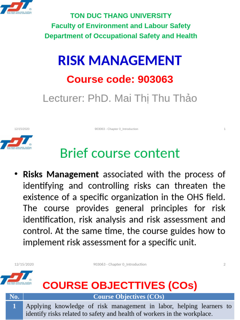 Chapter 0 Introduction | PDF | Occupational Safety And Health | Risk