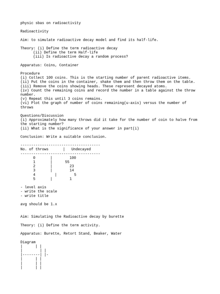 Radioactive Decay Simulation Guide | PDF
