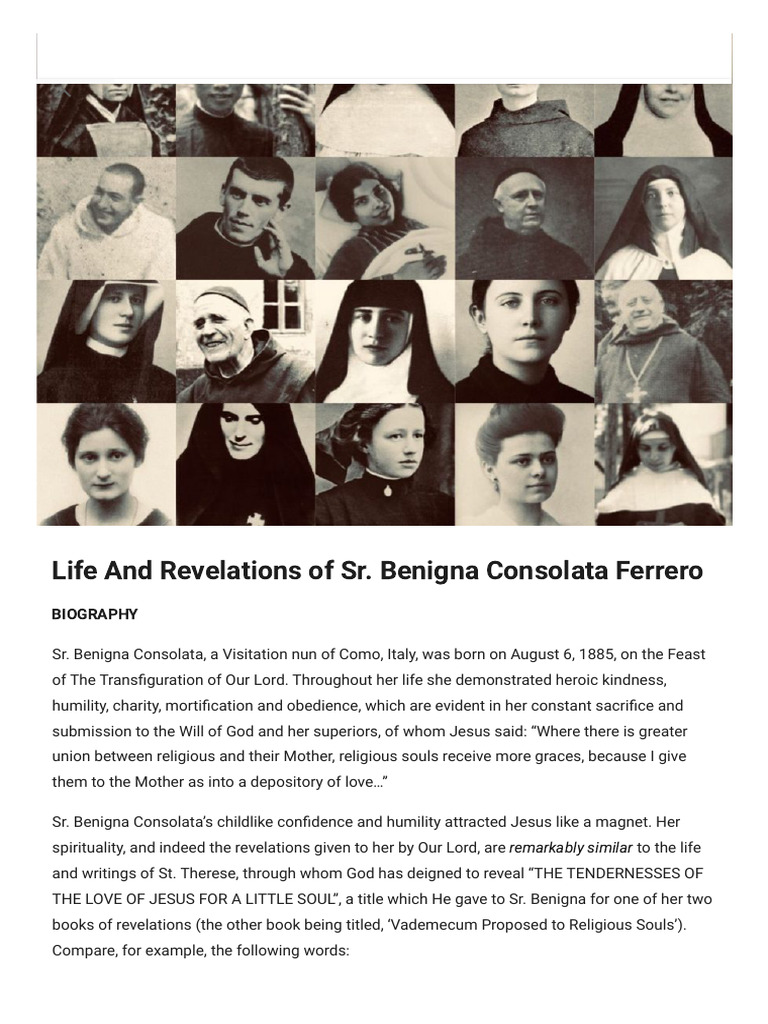 Life and Revelations of Sr. Benigna Consolata Ferrero - Littlest Souls ...