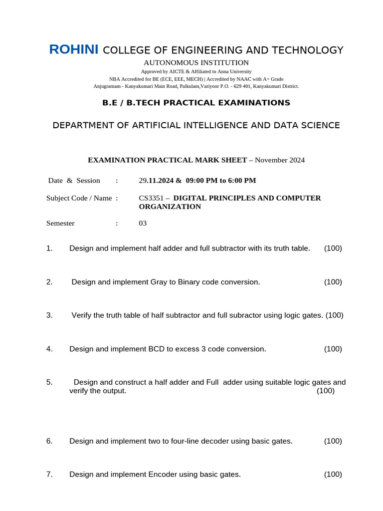 Question Paper - DPCO Lab | PDF