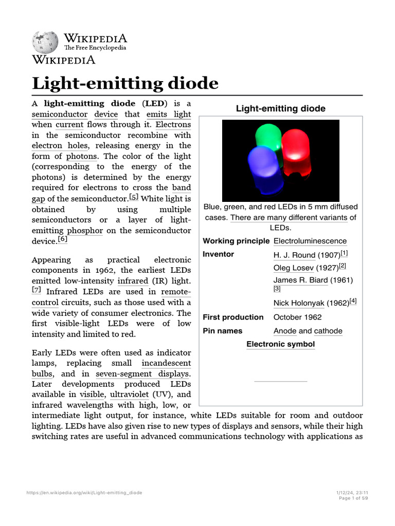 Light-Emitting Diode - Wikipedia | PDF | Light Emitting Diode | Oled