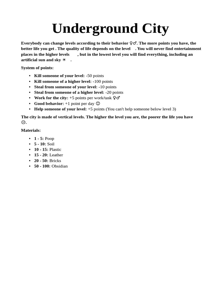 Underground City: Life by Levels | PDF
