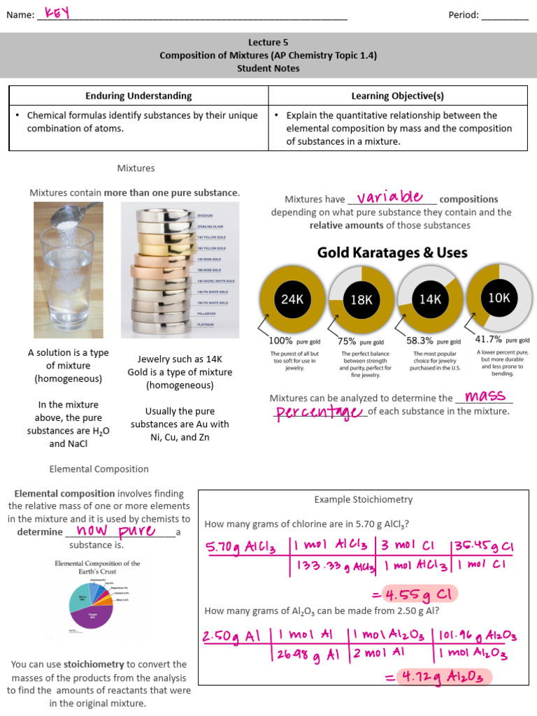 Mixture Composition in AP Chemistry | PDF | Chemical Substances ...
