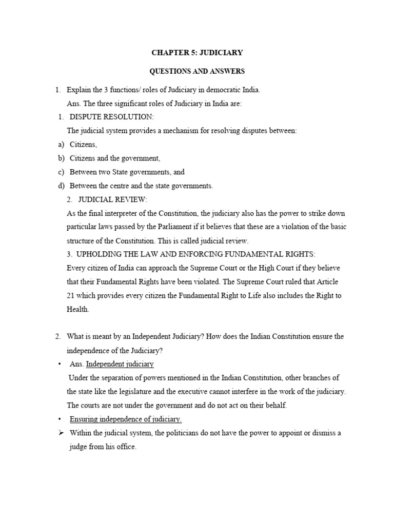 Judiciary - Solved Worksheet | PDF | Judiciaries | Separation Of Powers