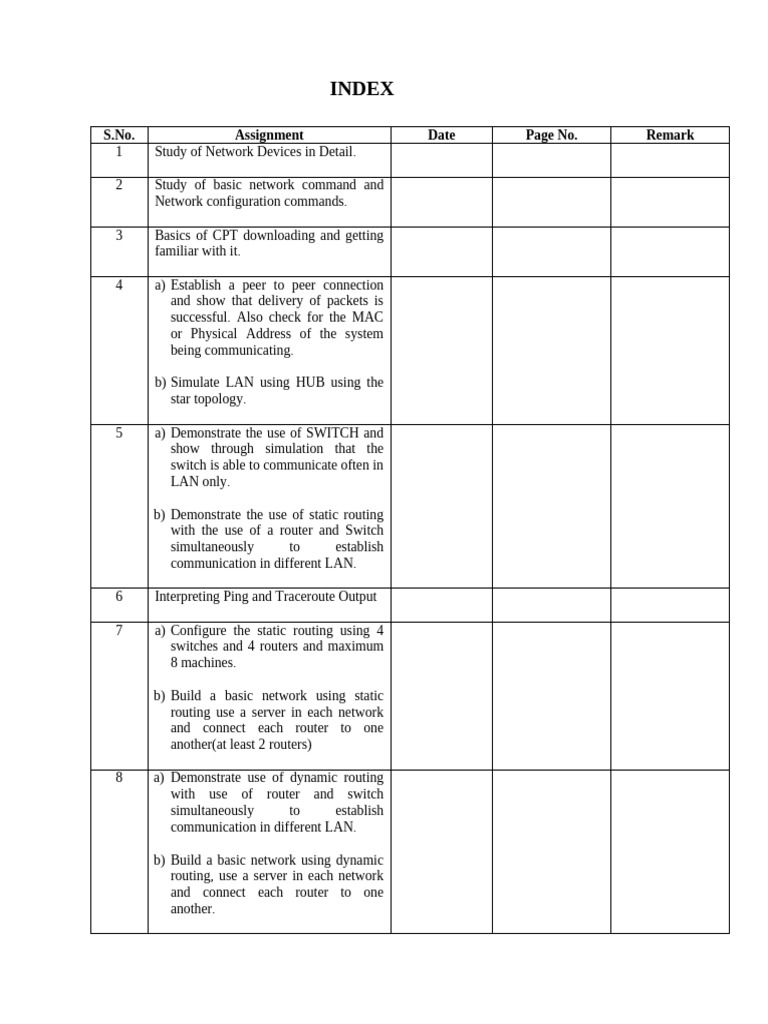 Computer Network Lab Assignments | PDF