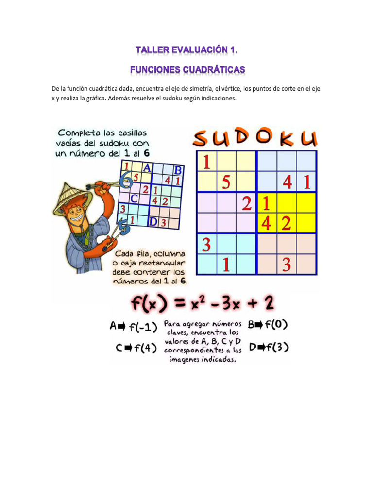 TALLER EVALUACIÓN 2. Función Cuadrática | PDF