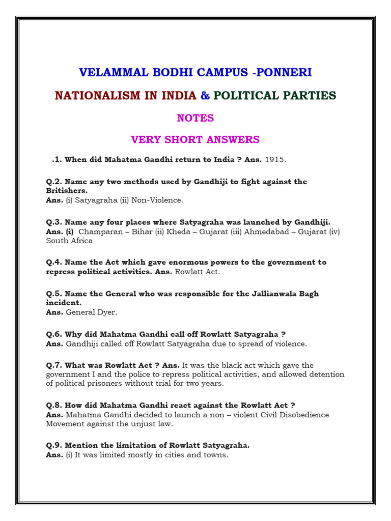 SST Histopry 7 Civics 1st 50% Notes | PDF | Political Parties | Mahatma ...