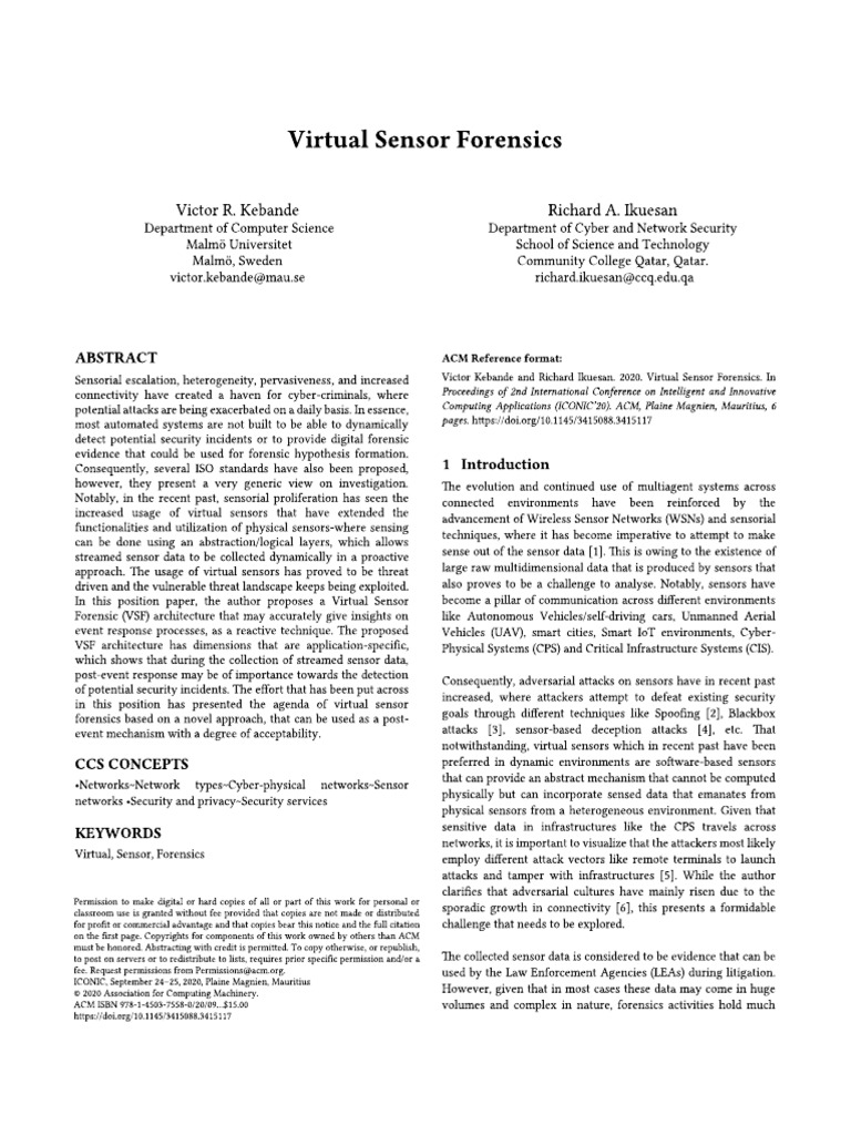 Virtual Sensor Forensics | PDF