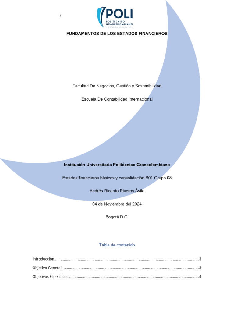 Primera Entrega - EEFF Basicos y Consolidacion | PDF | Contabilidad | Estado financiero