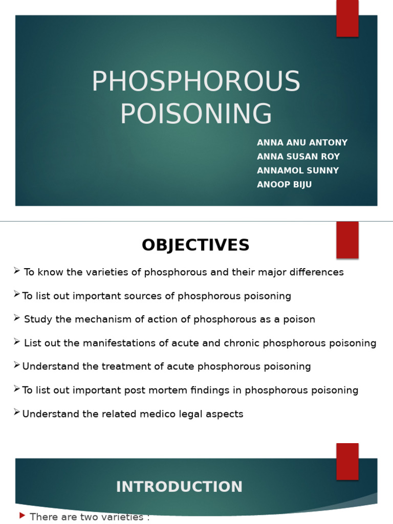 Phosphorus Poisoning: Symptoms & Treatment | PDF | Vomiting | Nausea