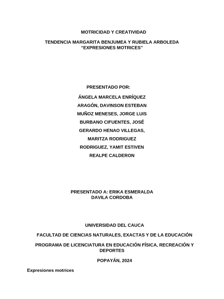 Expresiones Motrices | PDF | Experiencia | Cognición