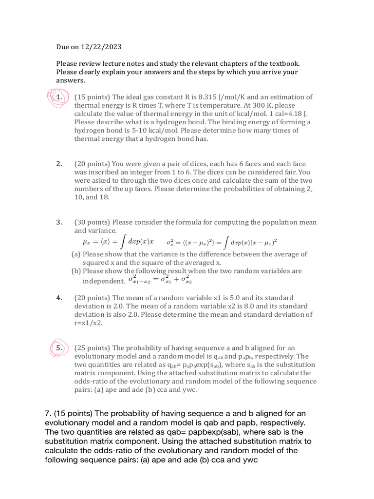 2023 Chu Homework 1 | PDF | Variance | Statistical Theory