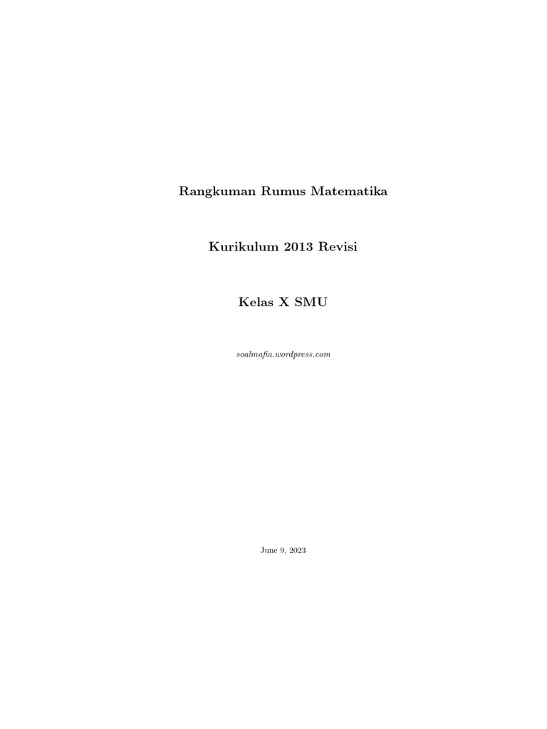 Rumus Matematika Kelas X SMU | PDF