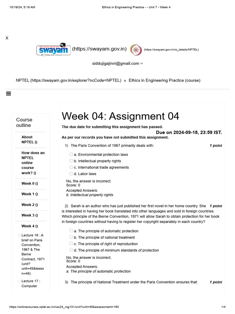 Ethics in Engineering Practice - Unit 7 - Week 4 | PDF | Priority Right | Patent
