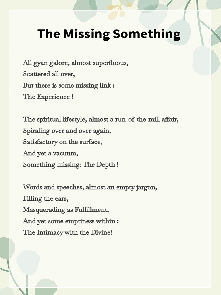 The Missing Something (Poem by DR Sachin) (E) | PDF
