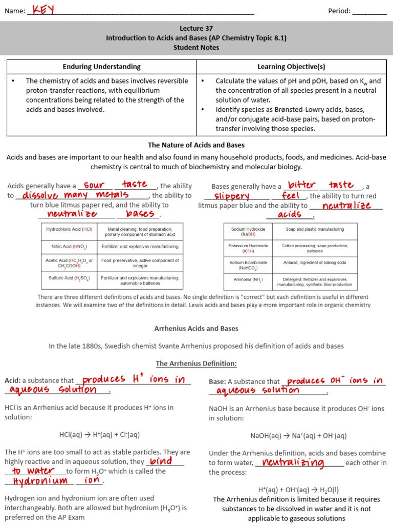 Acids and Bases Overview for AP Chemistry | PDF | Ph | Acid