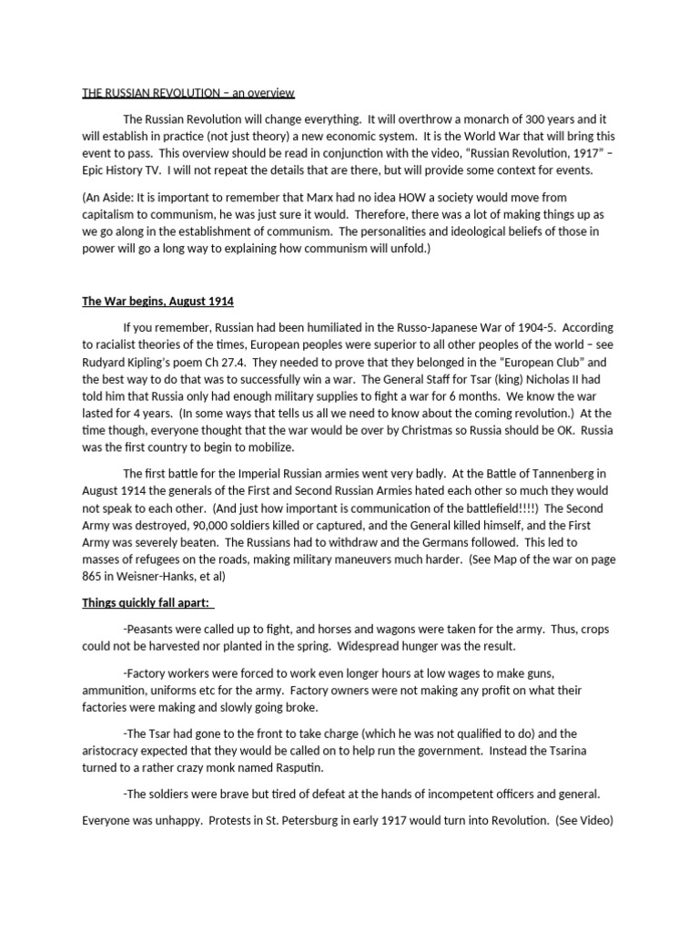 The Russian Revolution - An Overview | PDF | Vladimir Lenin | Leninism