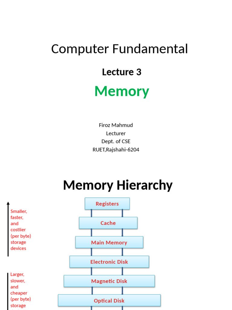 Lecture3 (Computer Fundamental) | PDF | Computer Data Storage | Read Only Memory