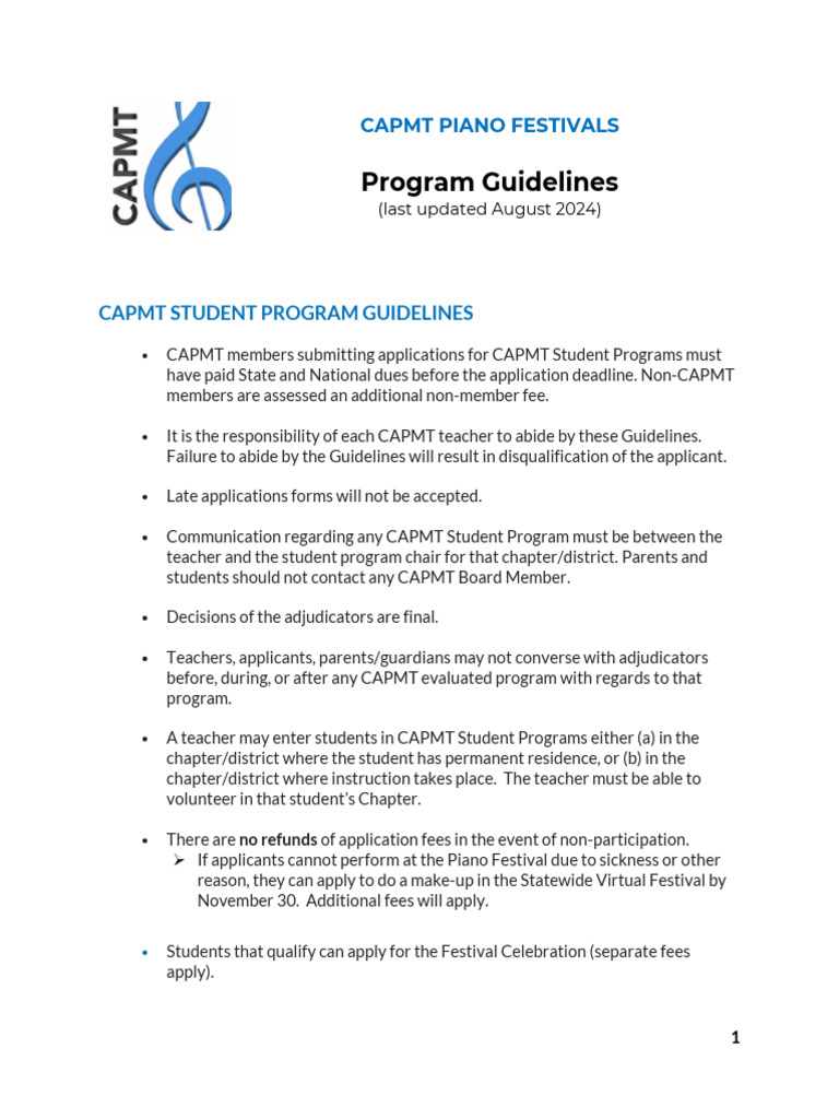 2024 Piano Festivals Program Guidelines | PDF