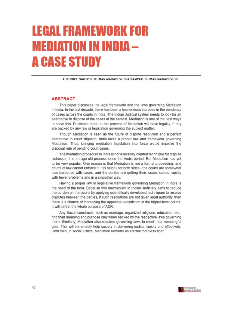 Mediation Laws in India: A Case Study | PDF | Mediation | Alternative ...