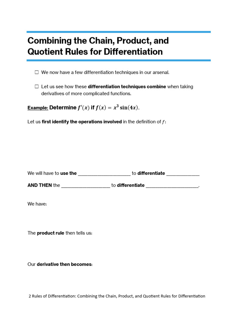 MAT265 - 2.4 - Combining The Chain Product and Quotient Rules For ...