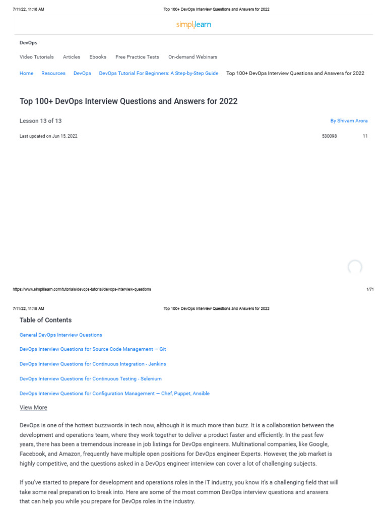 Top 100+ DevOps Interview Questions and Answers For 2022 | PDF | Version Control | Cloud Computing