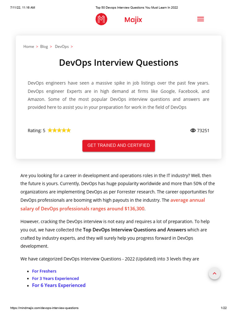 Top 50 Devops Interview Questions You Must Learn in 2022 | PDF ...