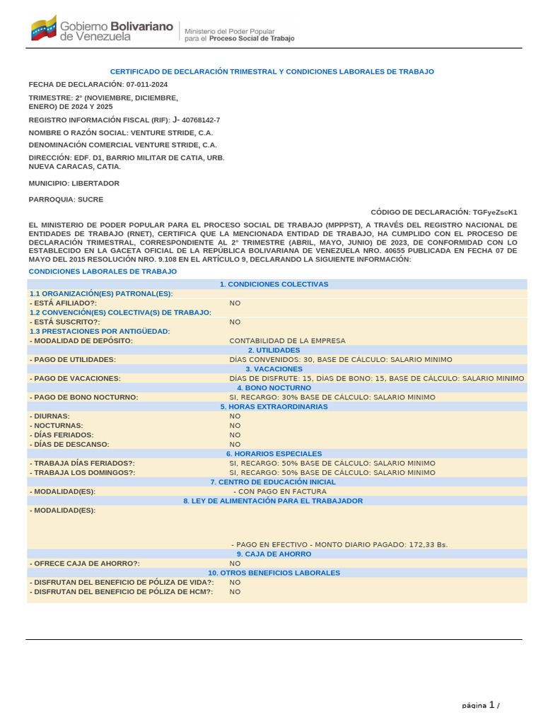 PLANILLA DE DECLARACIÓN TRIMESTRAL ASISTA III TRIM 2024 Jess | PDF ...